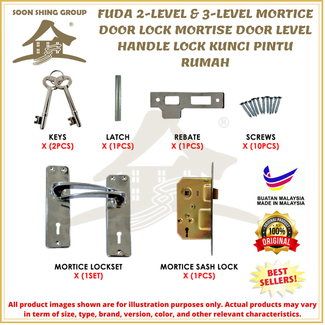 100% Original FUDA 2-Level Mortice Door Lock Mortice Door Level Handle Lock Kunci PINTU RUMAH ...